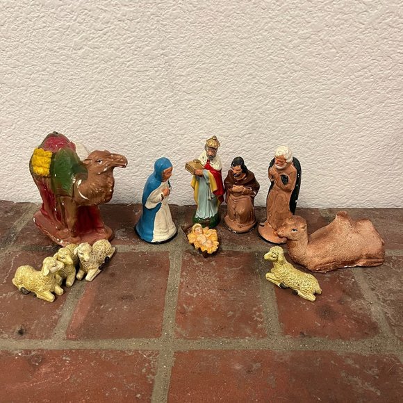 American Vintage | Holiday | Vintage Christmas Manger Nativity Scene ...